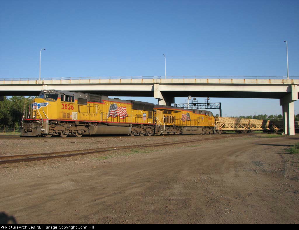 090530066 Eastbound UP ballast train coming off SPUD "Depot Track"#heading up BNSF Midway Sub ...